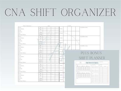 Cna Pct Tech Report Sheet Shift Organizer And Planner Nursing Assistant Template Downloads