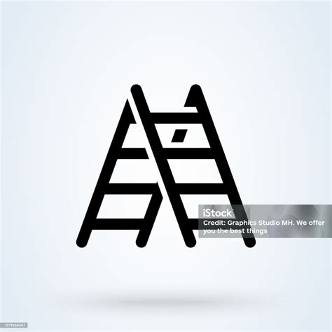 단계 사다리 또는 커리어 래더 아이콘 또는 로고 클라이밍 사다리 개념 계단 벡터 그림입니다 사다리에 대한 스톡 벡터 아트 및