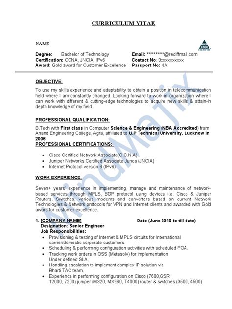 Ccna Sample Resume 3 Pdf Networking Multiprotocol Label Switching
