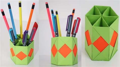 How To Make Pen Stand Origami Pen Holder Hexagonal Pen Holder