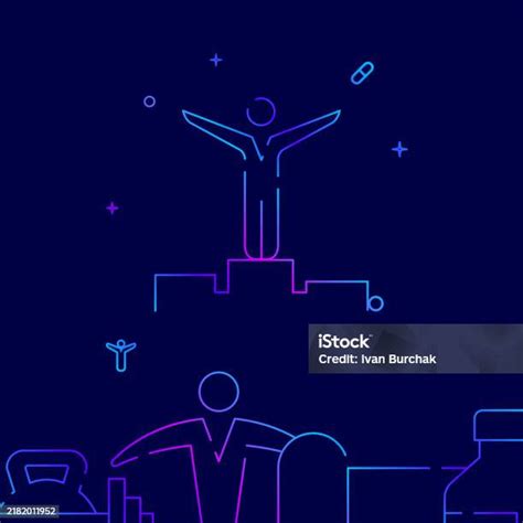 경쟁의 우승자 그라디언트 라인 아이콘 벡터 일러스트 레이 션 건강관리와 의술에 대한 스톡 벡터 아트 및 기타 이미지 건강관리와 의술 건강한 생활방식 그라데이션