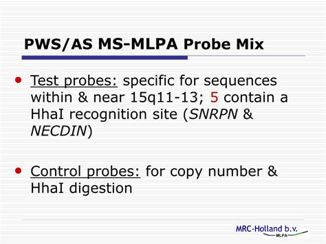 Ppt Ms Mlpa Methylation Specific Multiplex Ligation Probe