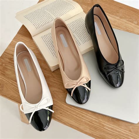 마리공주 모어 투톤 배색 발레리나 리본 플랫슈즈 1cm