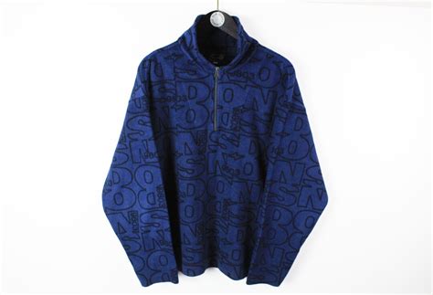 Vintage Fleece Sweater 14 Zip Size L Rare Retro Hipster Wear Mens 80s