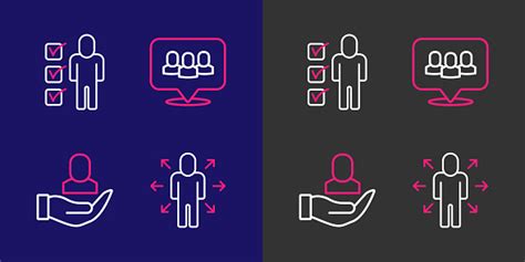 라인 멀티태스킹 관리자 작업 작업자 프로젝트 팀 베이스 및 이력서 아이콘을 설정합니다 벡터 가공의 인물에 대한 스톡 벡터 아트 및 기타 이미지 Istock