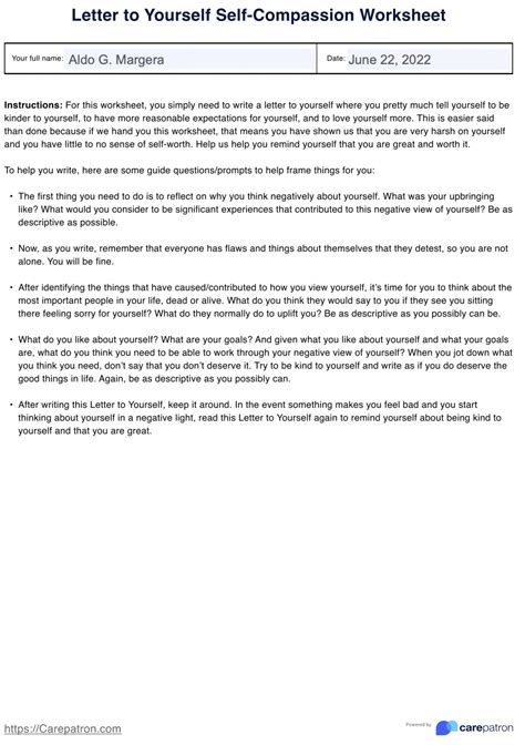 Free Self Compassion Exercises Mindfulness Exercises Worksheets Library