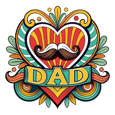Premium Vector Dad Typography With Love Icons Leaf Colorful Flowers