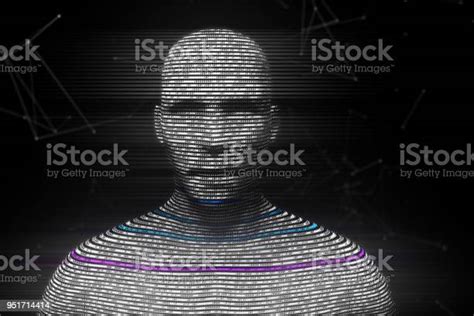 디지털 가상 남자 이진 코드 3d 그림에서 생성 된 가상현실에 대한 스톡 사진 및 기타 이미지 가상현실 과학 남자
