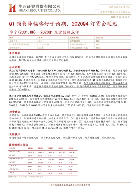 2020q1经营数据点评：q1销售降幅略好于预期，2020q4订货会延迟