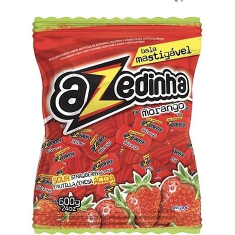 Bala Mastigável Azedinha Morango Pacote 600g Riclan Balas