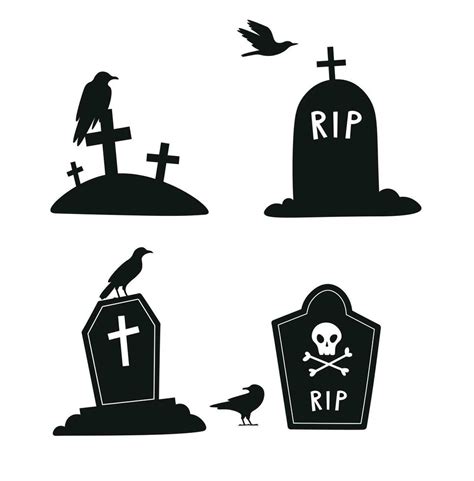 Vector Illustration Scary Grave Yard And Scrow Halloween Silhouette