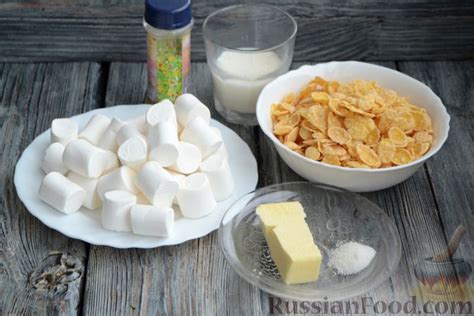 Рецепт Батончики из кукурузных хлопьев с маршмеллоу на