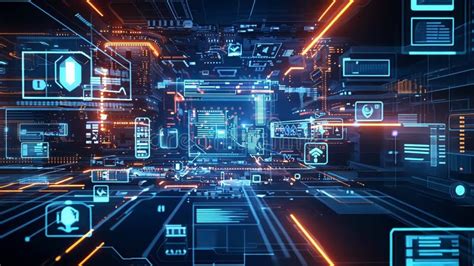 Futuristic Server Room Processing Big Data With Holographic Interface Stock Video Video Of