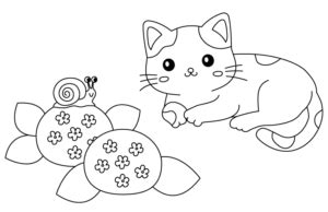 無料の紫陽花とかわいい猫のぬりえ ぬりえパーク