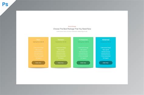 Premium Psd Price Table