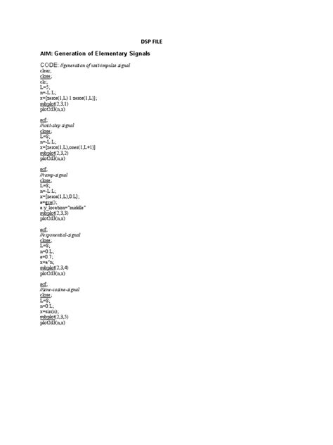Dsp File Aim Generation Of Elementary Signals Pdf Discrete Fourier Transform Fast