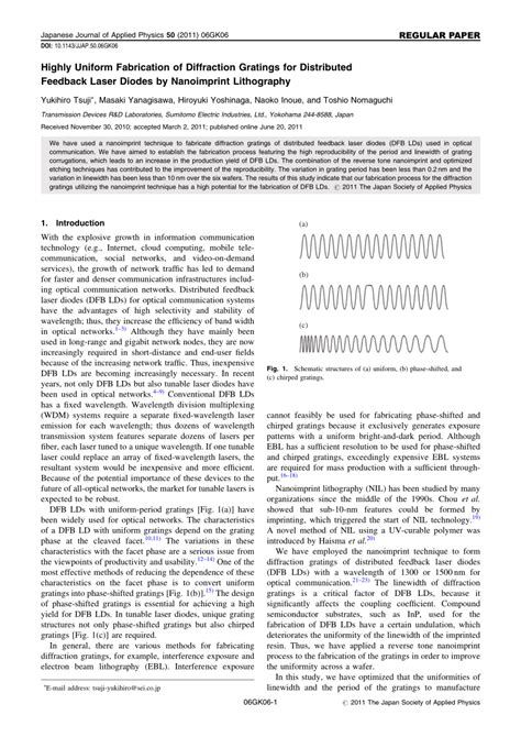 Pdf Highly Uniform Fabrication Of Diffraction Gratings For Distributed Feedback Laser Diodes