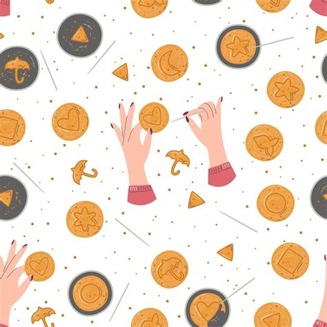 Premium Vector Dalgona Sponge Candies Seamless Pattern Isolated On White Korean Ppopgi Sugar