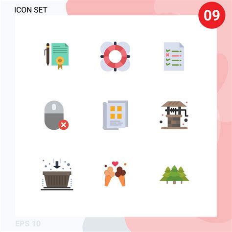 Universal Icon Symbols Group Of 9 Modern Flat Colors Of Mouse Gadget Outline Devices Education