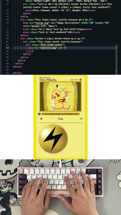 Asmr Coding 🎧👨‍💻 Crafting A Classic Pikachu Pokémon Card With Html