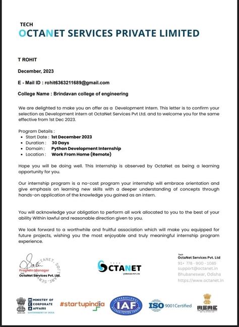 T Rohit On Linkedin Octanet Octanetinternship