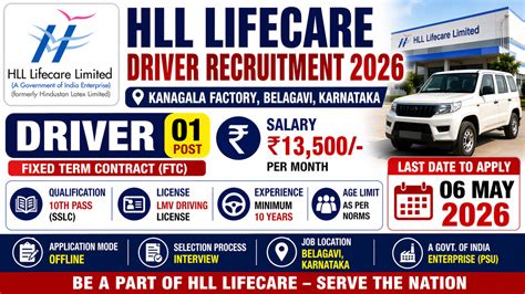 Hll Lifecare Driver Recruitment 2026 Apply Offline For Ftc Post
