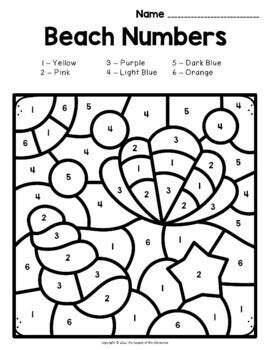 Beach Color By Number Worksheets By The Keeper Of The Memories Tpt