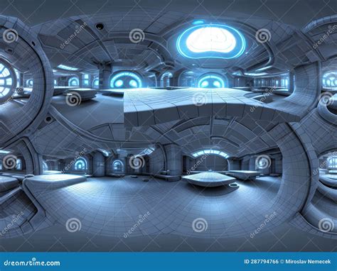 Futuristic Pseudo 360 HDRI Fractal Environment Map Generative AI Illustration Stock