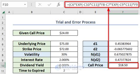 How To Calculate Volatility For Black Scholes In Excel 2 Methods