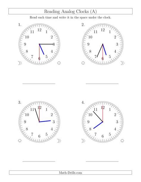 Reading Time On 12 Hour Analog Clocks In 30 Second Intervals Large Clocks Old