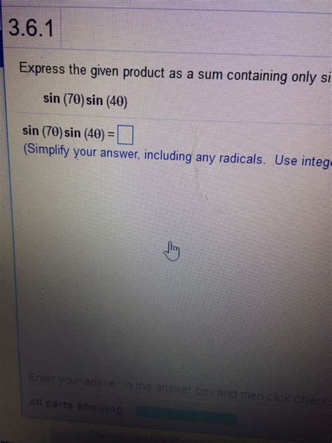 solved express the given product as a sum containing only