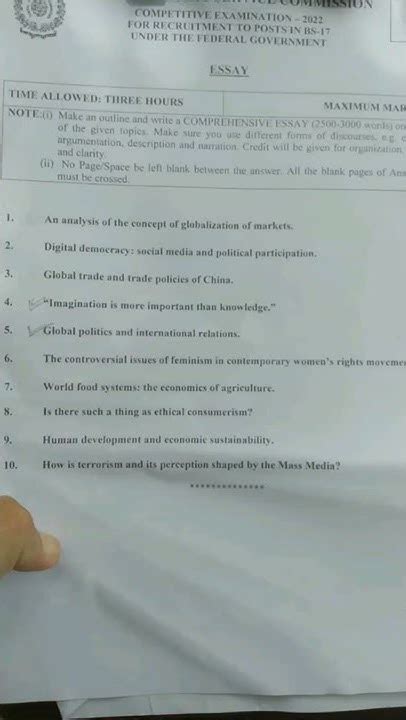 Css English Paper 2022english Essay Papercss Exam 2022 Cssexam