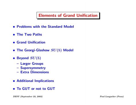 Elements Of Grand Unification