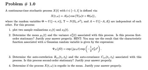 solved problem 1 0 a continuous time stochastic process