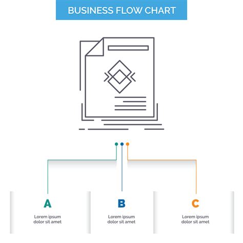 Ad Advertisement Leaflet Magazine Page Business Flow Chart Design With 3 Steps Line Icon