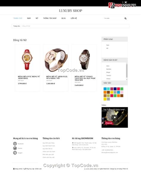 Source code ASP NET Webform Shop Luxury bán đồng hồ nam nữ giao diện