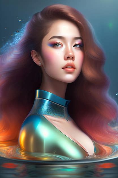 Premium Ai Image Cute Girl In Water