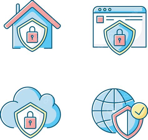 internet security system rgb color icons set pack system contour vector