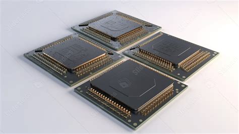 Cpu Or Microchip Displayed On A White In 3d Rendering Powerpoint Background For Free Download