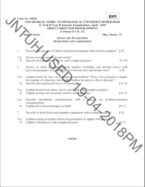 Jntuh B Tech Object Oriented Programming April Question Paper University Question Papers