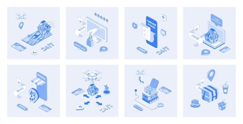 Premium Vector Food Delivery 3d Isometric Concept Set With Isometric Icons Design For Web