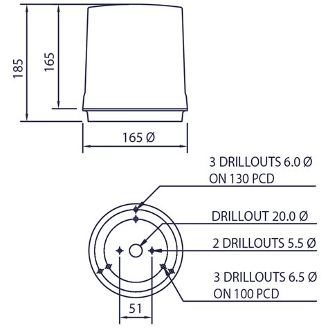 Deegee Psk Ip65 Pulsed Led Beacon 24vdc White Base 185mm X 165mm Dia