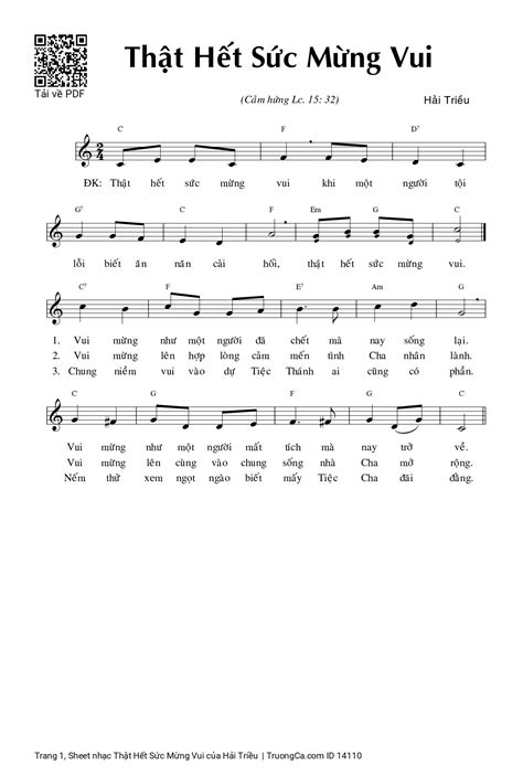 Sheet Thật Hết Sức Mừng Vui Pdf Lyrics And Chords