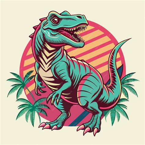 Premium Vector Tyrannosaurus Rex Dinosaur With Palm Trees Vector