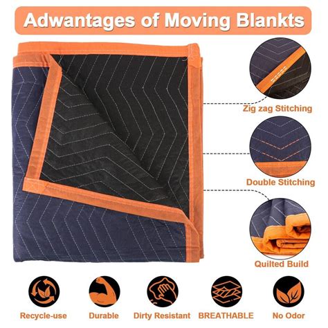 Dapper Styles 2 Moving Blankets 72x80in With 1 Elastic Rubber Band