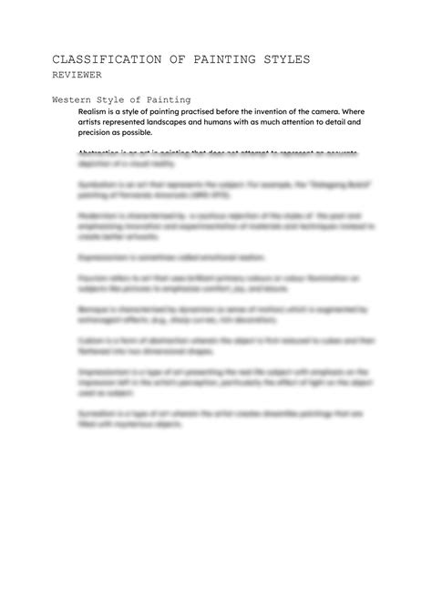 Solution 1st Year Classification Of Painting Styles Reviewer Studypool