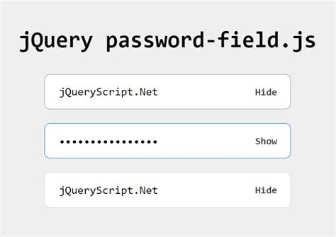 Show And Hide Passwords Using Jquery Password Fieldjs Free Jquery