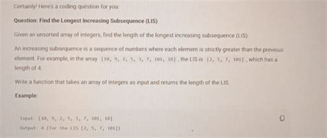 Solved Certainly Heres A Coding Question For Youquestion