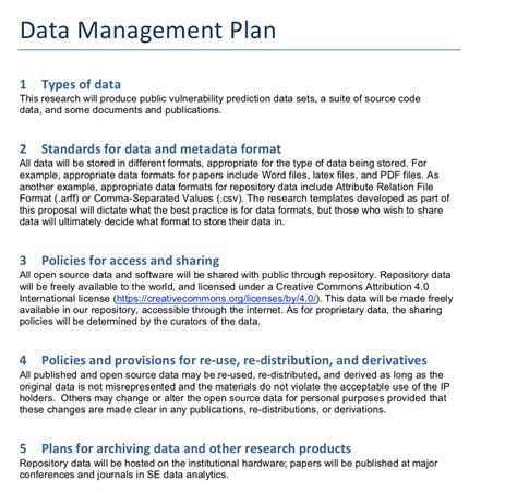 Data Management Plan · Issue 25 · Opensciencesnsf Small18a