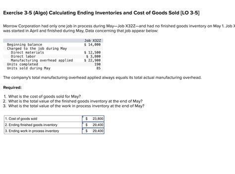 solved exercise 3 5 algo ﻿calculating ending inventories